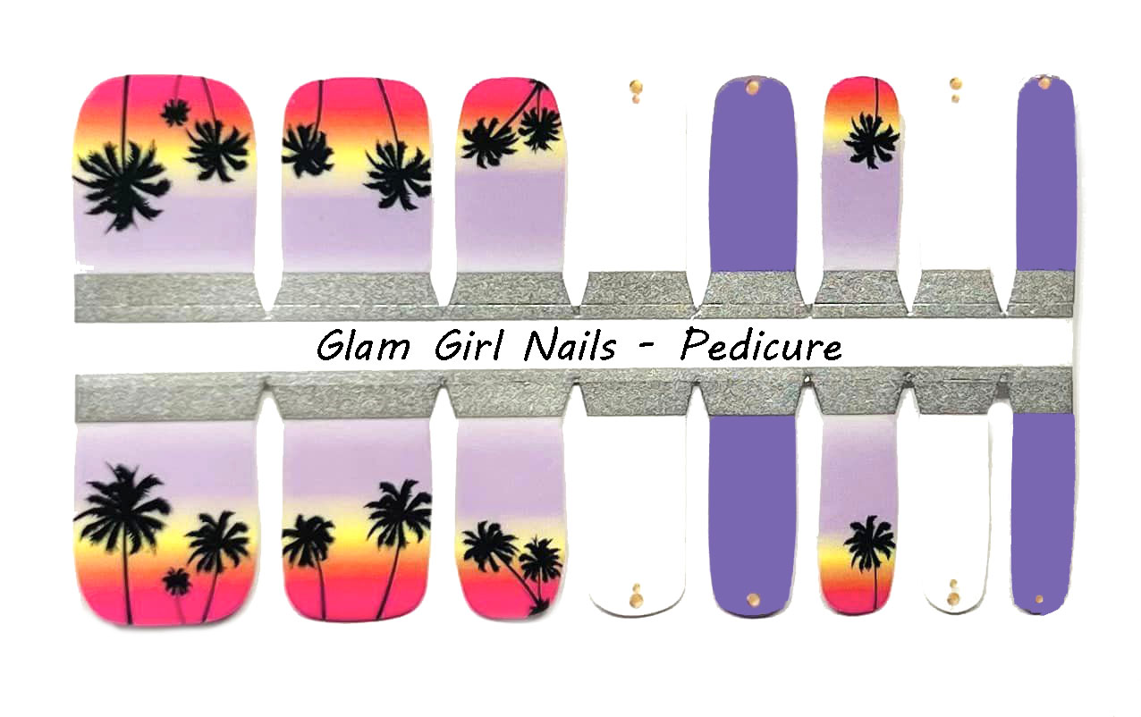 Purple Sunset Pedicure Toe Nail Polish Wraps - Glam Girl Nails