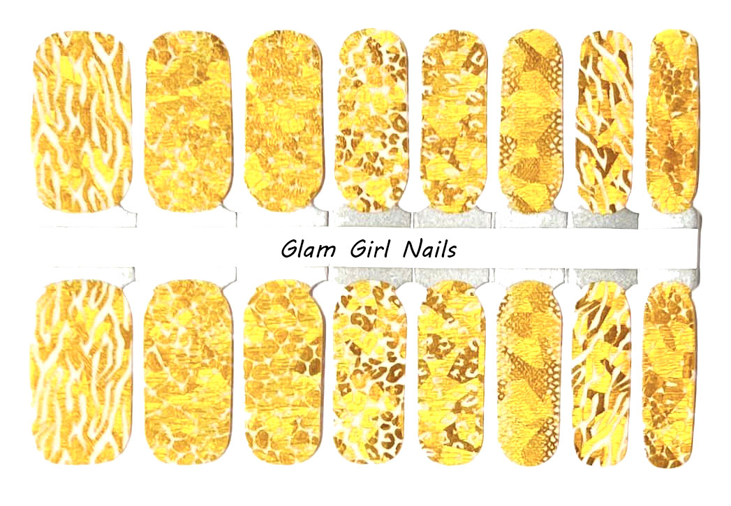 Gold Animal Print Overlay Nail Polish Wraps - Glam Girl Nails
