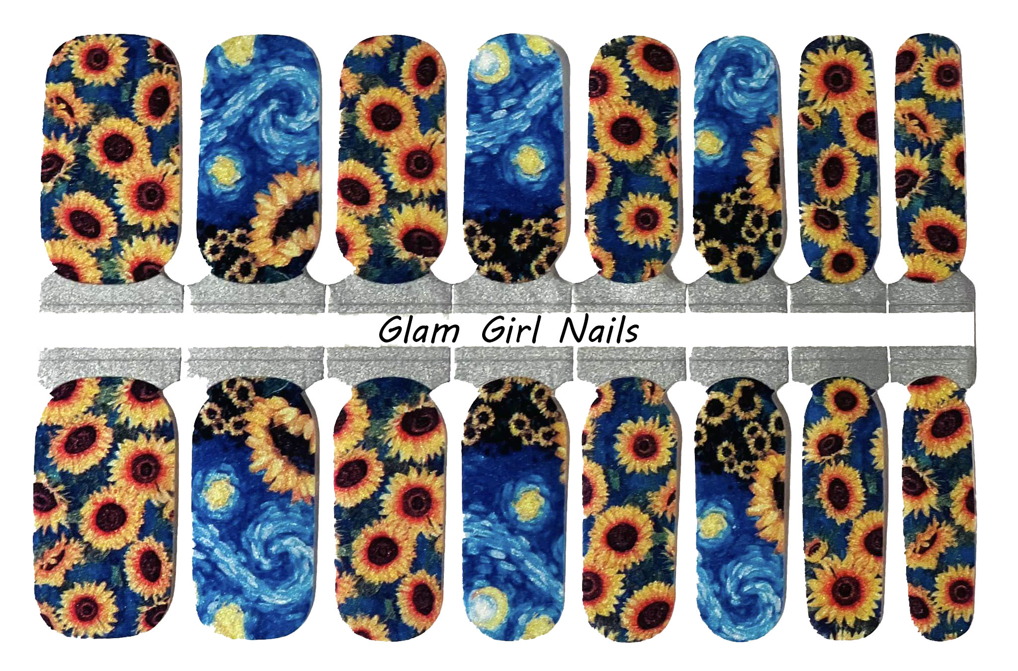 Van Gogh Sunflowers Nail Polish Wraps - Glam Girl Nails
